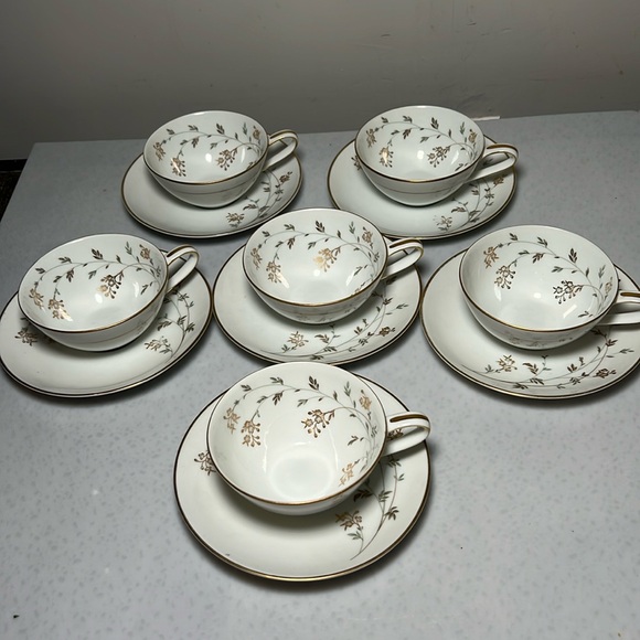 Noritake | Kitchen | Vintage Noritake Andrea Flat Cup Saucer Sets 22k ...